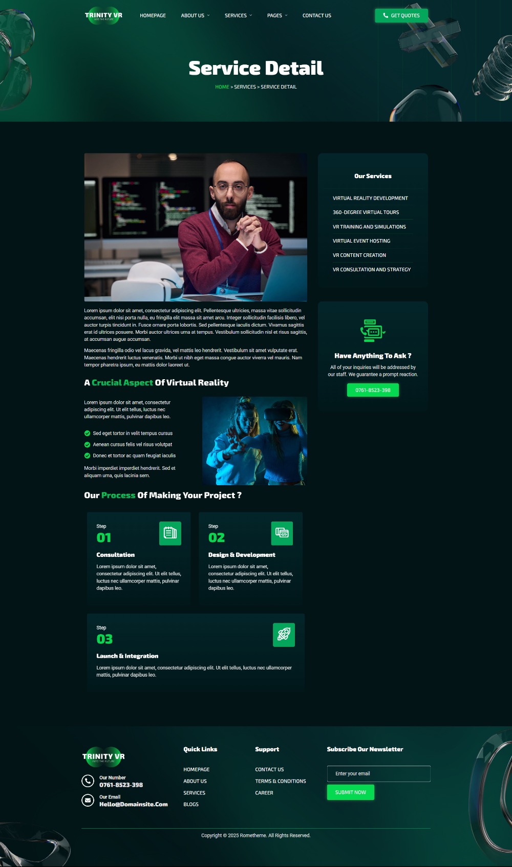 TrinityVR - Virtual Reality Services Elementor Template Kit by Rometheme